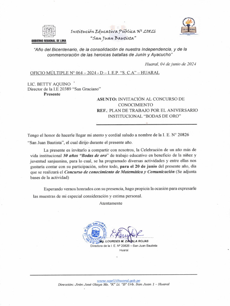 Oficio Multiple 064-2024 San Jua Bautista | PDF | Inteligencia artificial | Inteligencia (IA) y ...