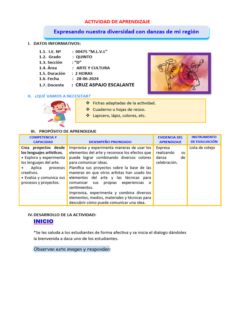 D5 A2 SESION ARTE Expresando Nuestra Diversidad Con Danzas de Mi Región ...