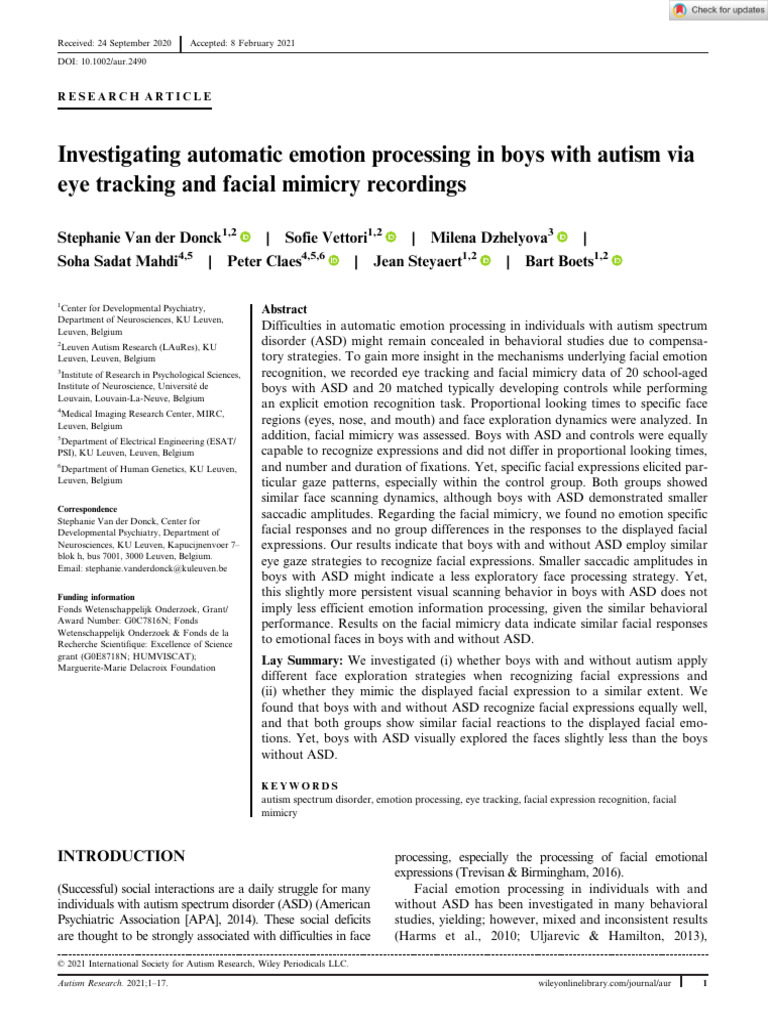 Investigating Automatic Emotion Processing in Boys With Autism Via ...