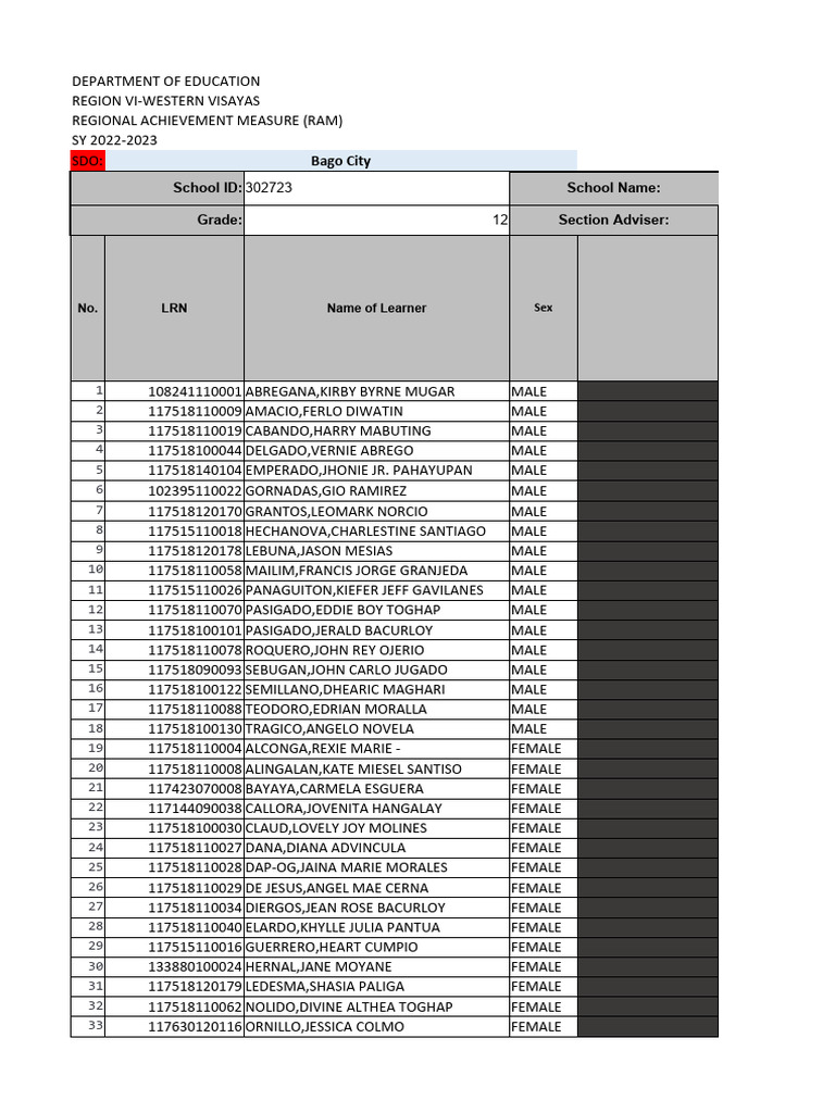 Class-Scoresheet - SHS - v2.0-RAM MAY 2024-PENINSULA | PDF ...