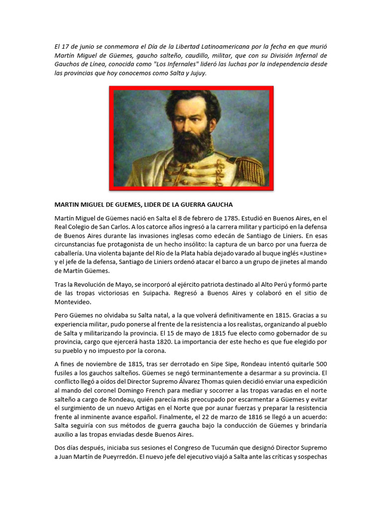 Martin Miguel de Guemes-1 | PDF | Argentina | América del Sur