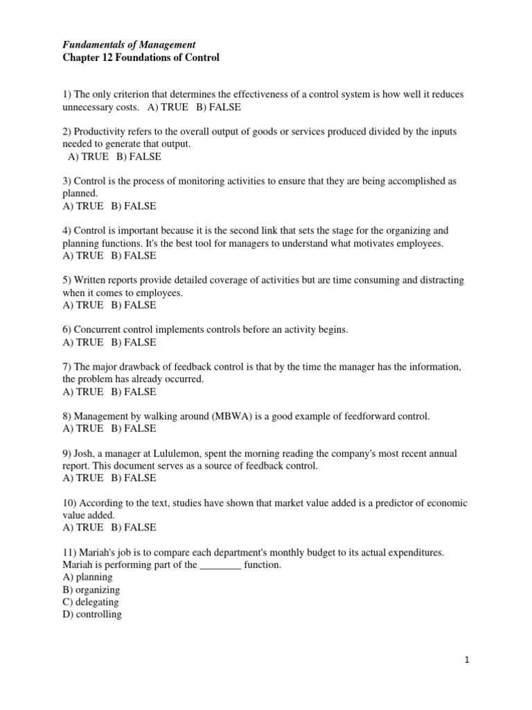 Chap 12 Foundations of Control Assignment | PDF | Business