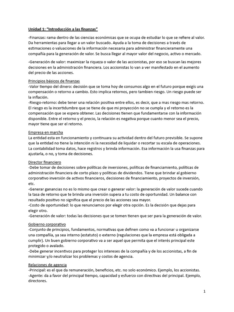 Resumen Primer Parcial | PDF | Compartir (Finanzas) | Business