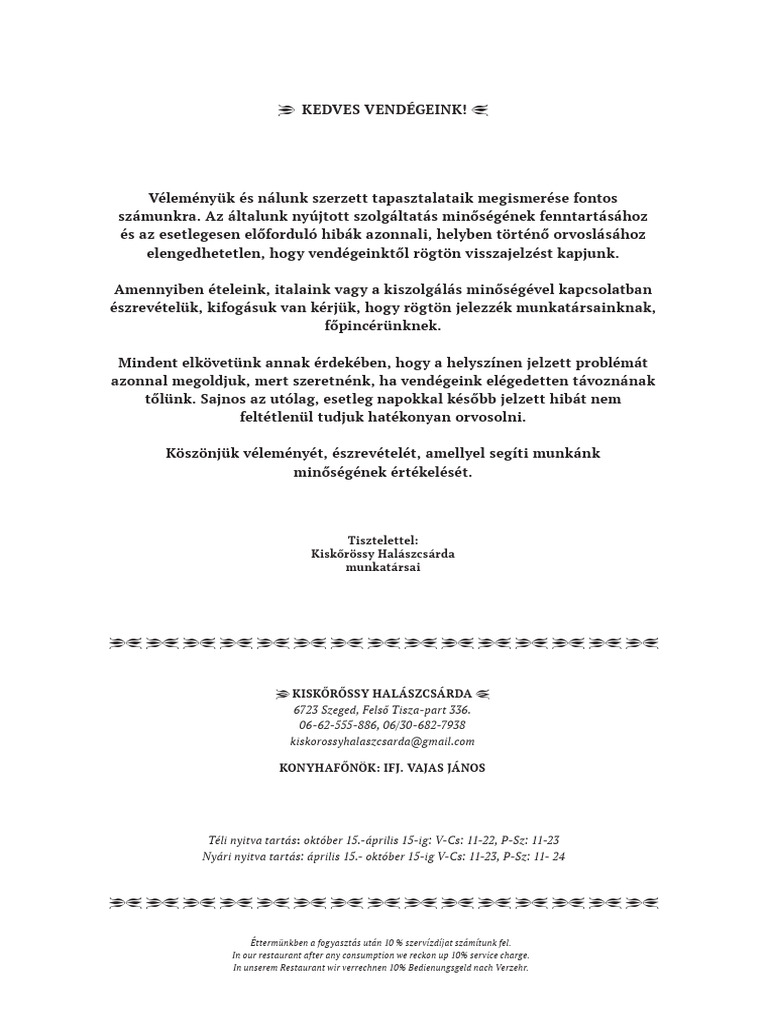 Kiskorossy Etlap 2024 01 | PDF