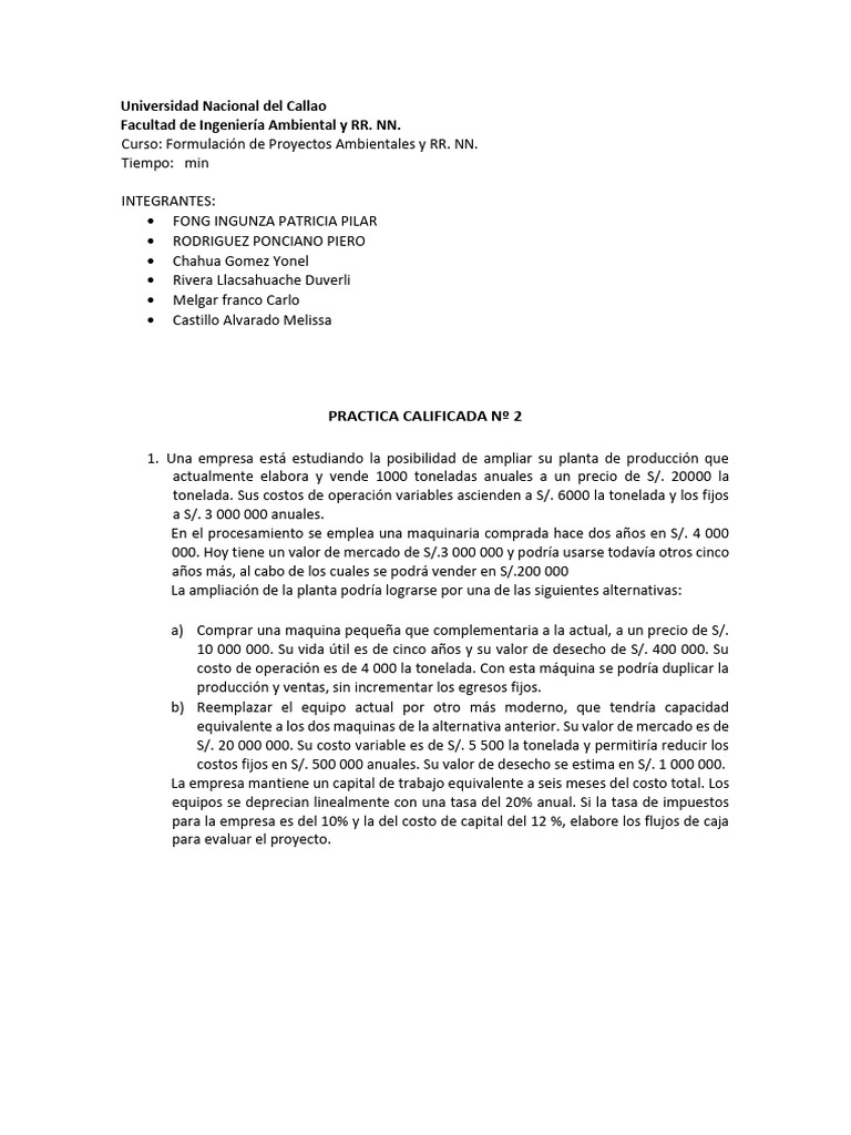 Resolución de Práctica Formulación | PDF | Depreciación | Flujo de efectivo