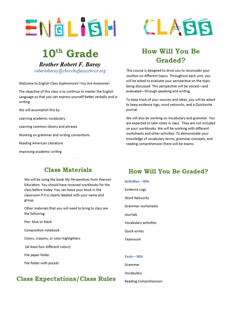 English Class 10th Grade Brother Baray-1 - 705235746 | PDF | Vocabulary | English Language