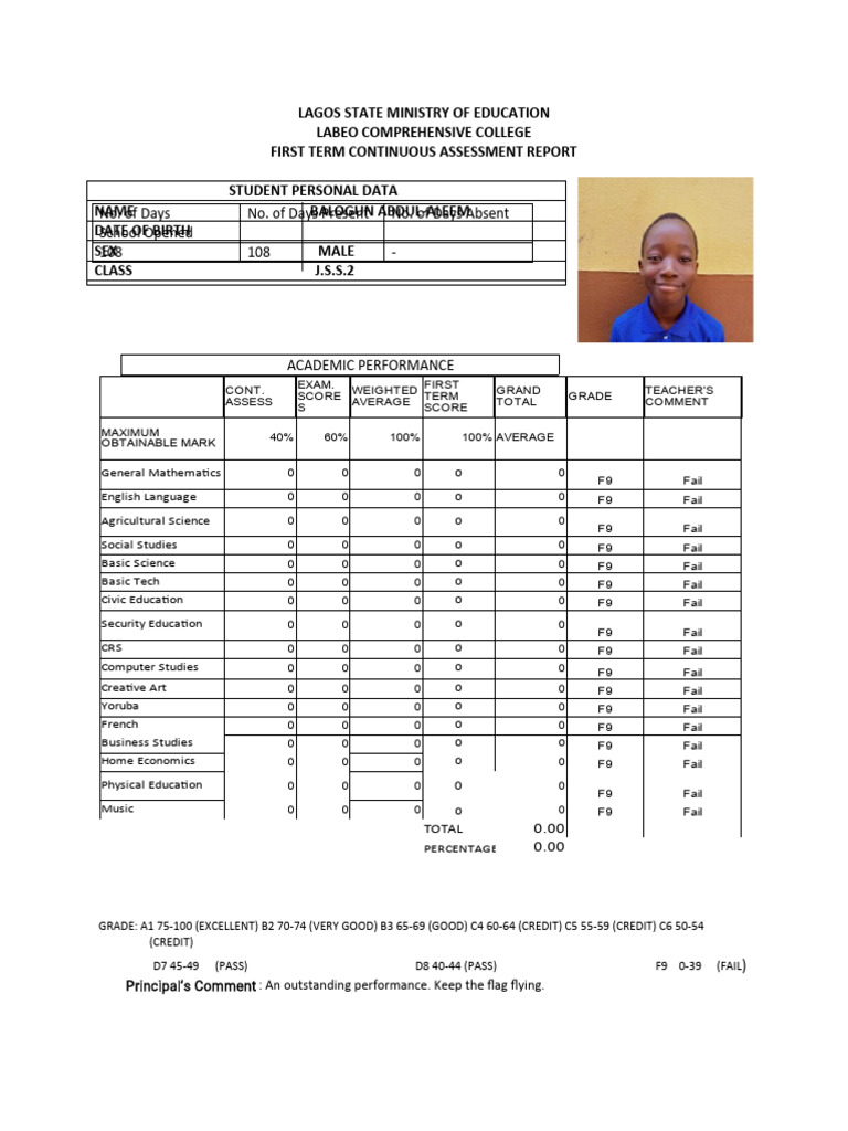 First Term Assessment Report: J.S.S.2 | PDF | Science