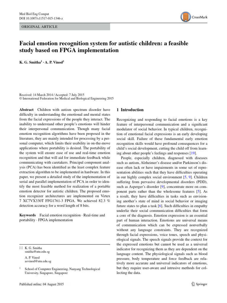 Facial emotion recognition system for autistic children a feasible | PDF | Eigenvalues And ...