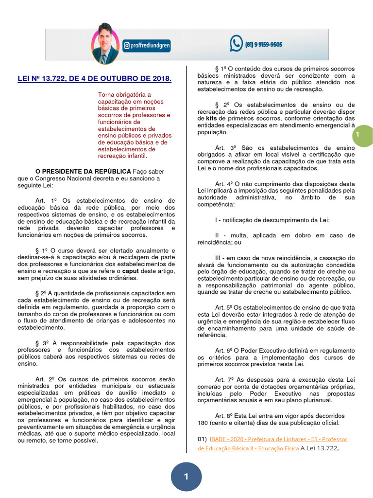 Lei Lucas | PDF | Desenvolvimento profissional | Primeiros socorros