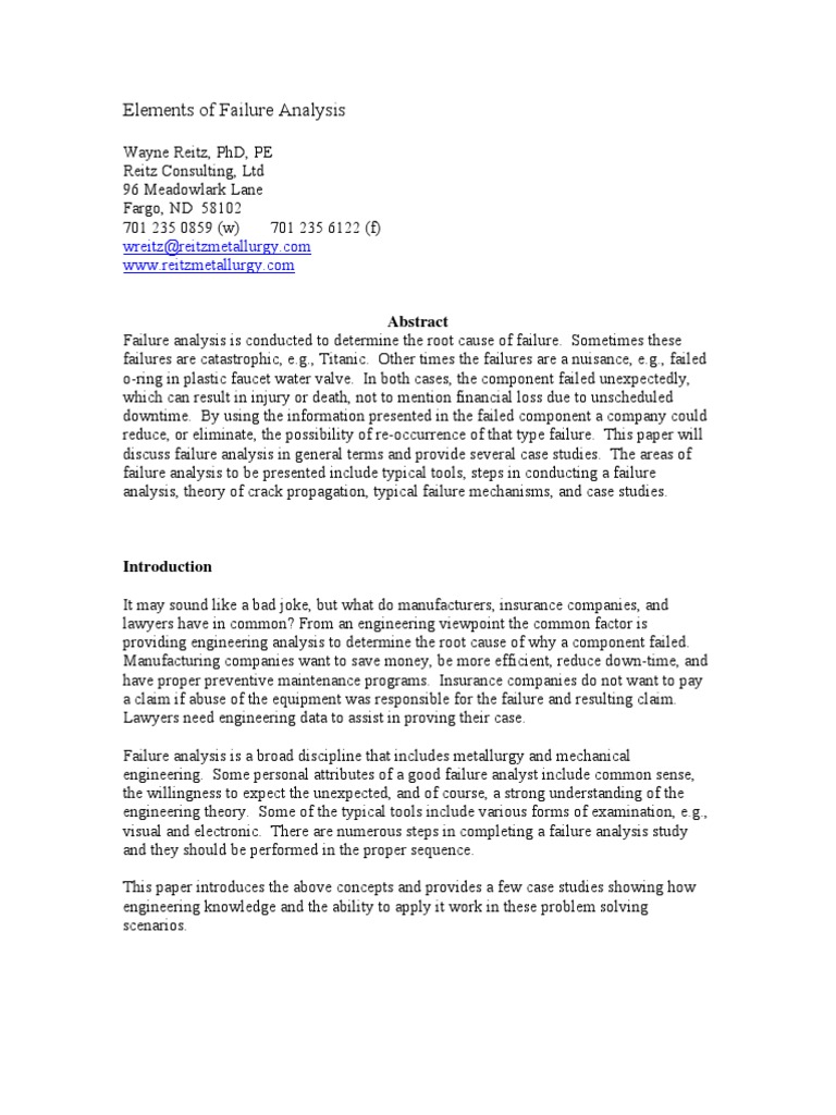 Understanding Failure Analysis Principles | PDF