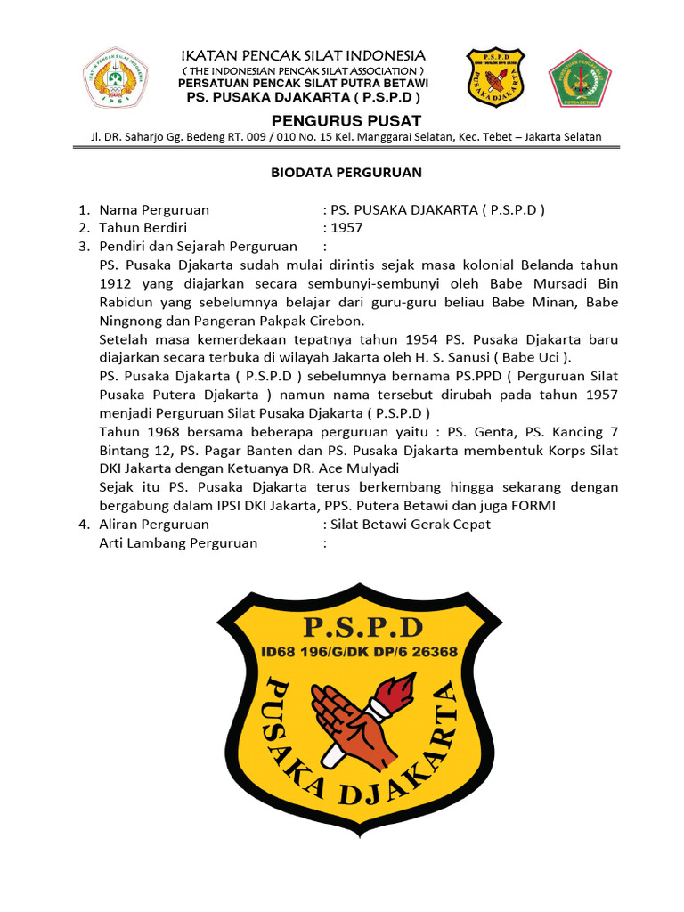 Biodata PSPD | PDF