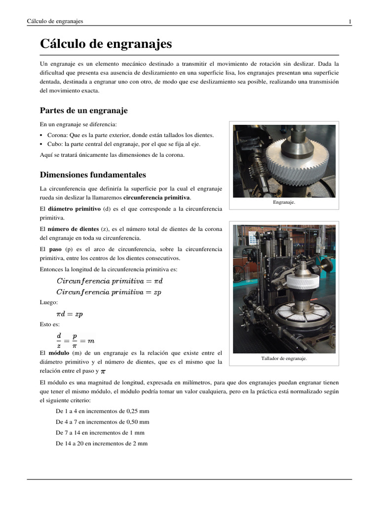 Calculo-de-engranajes | PDF | Engranaje | Geometría euclidiana