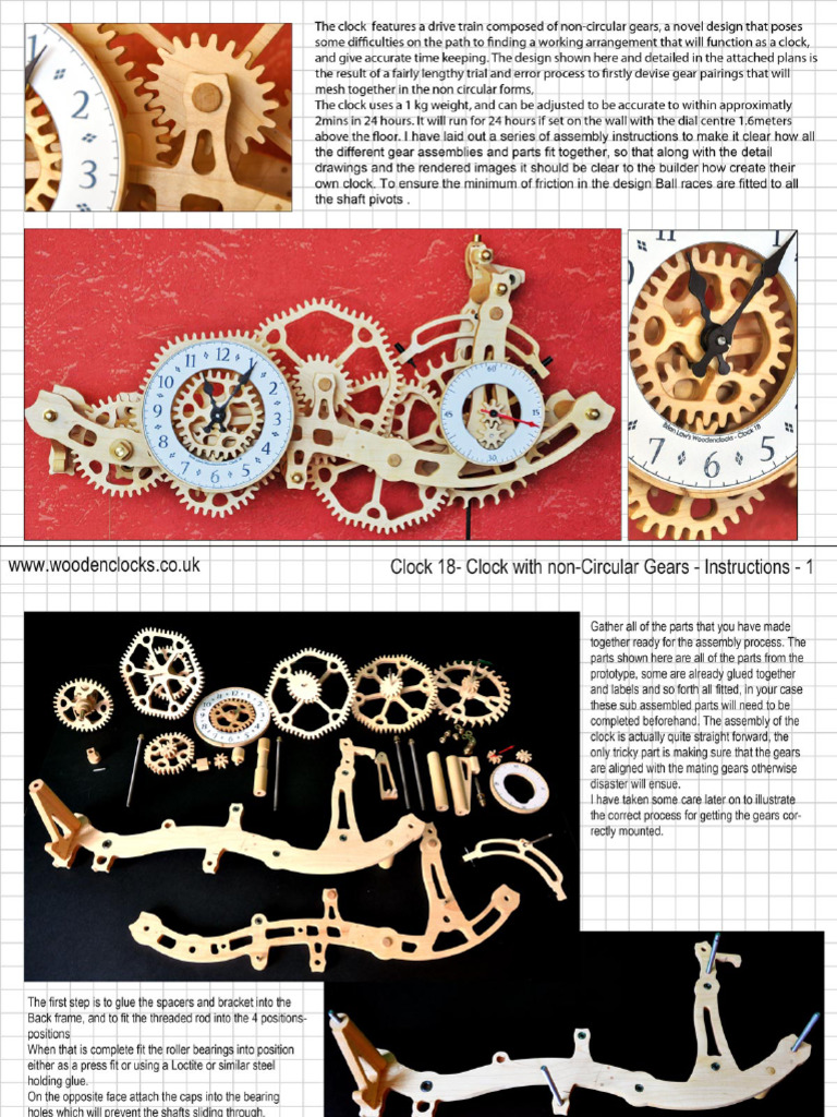 Clock18-Non-Circular Gears-Instructions | PDF