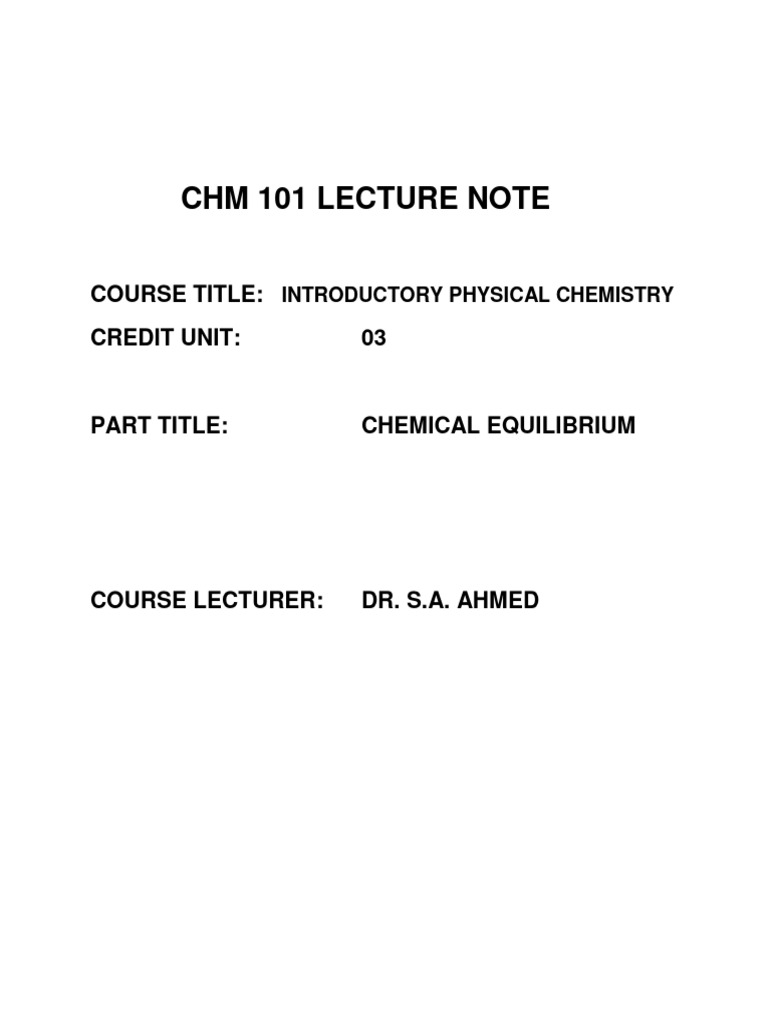 CHM 101 B-1 | PDF | Chemical Equilibrium | Dissociation (Chemistry)
