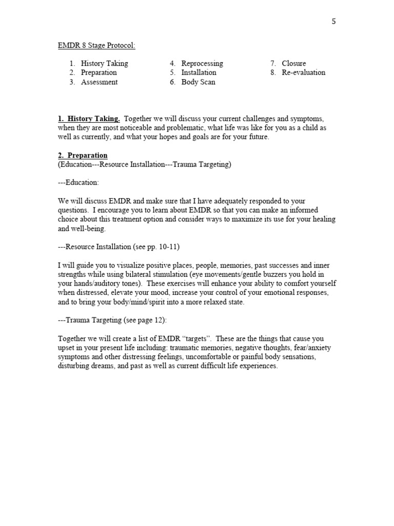Brief EMDR Process Explained | PDF | Eye Movement Desensitization And ...