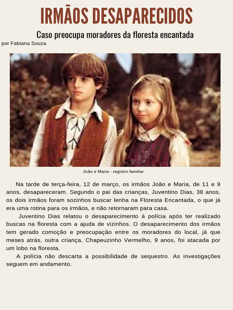 João e Maria - Jornalismo | PDF | João e Maria