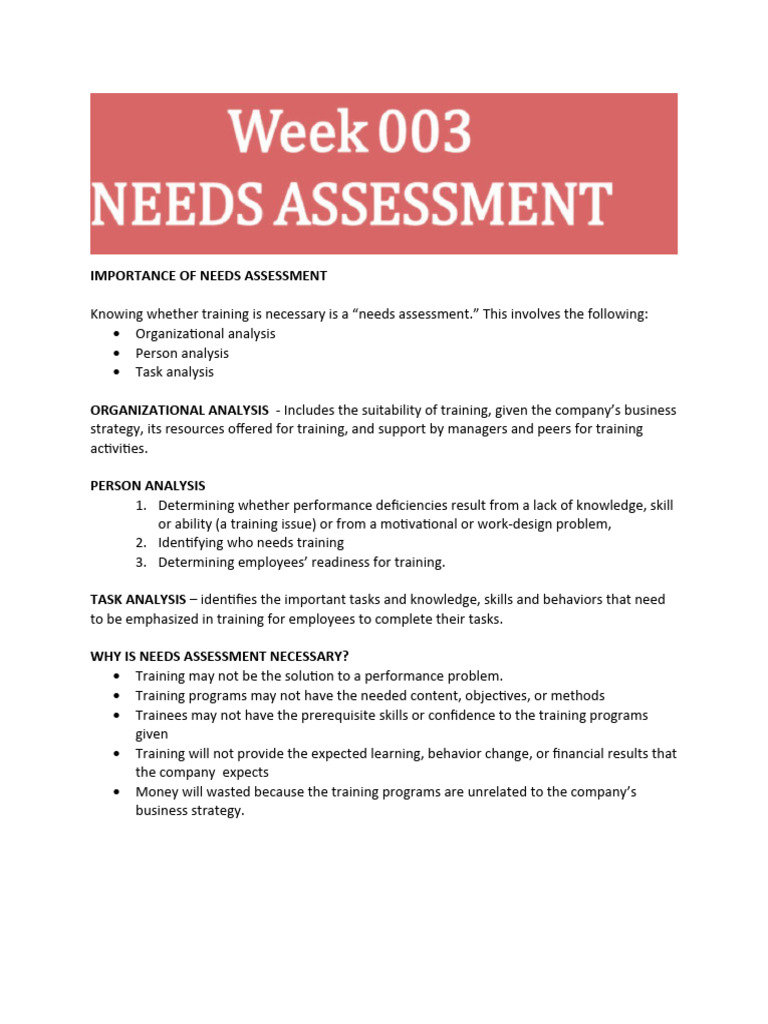 Lesson 3 - Needs Assessment | PDF | Needs Assessment | Request For Proposal
