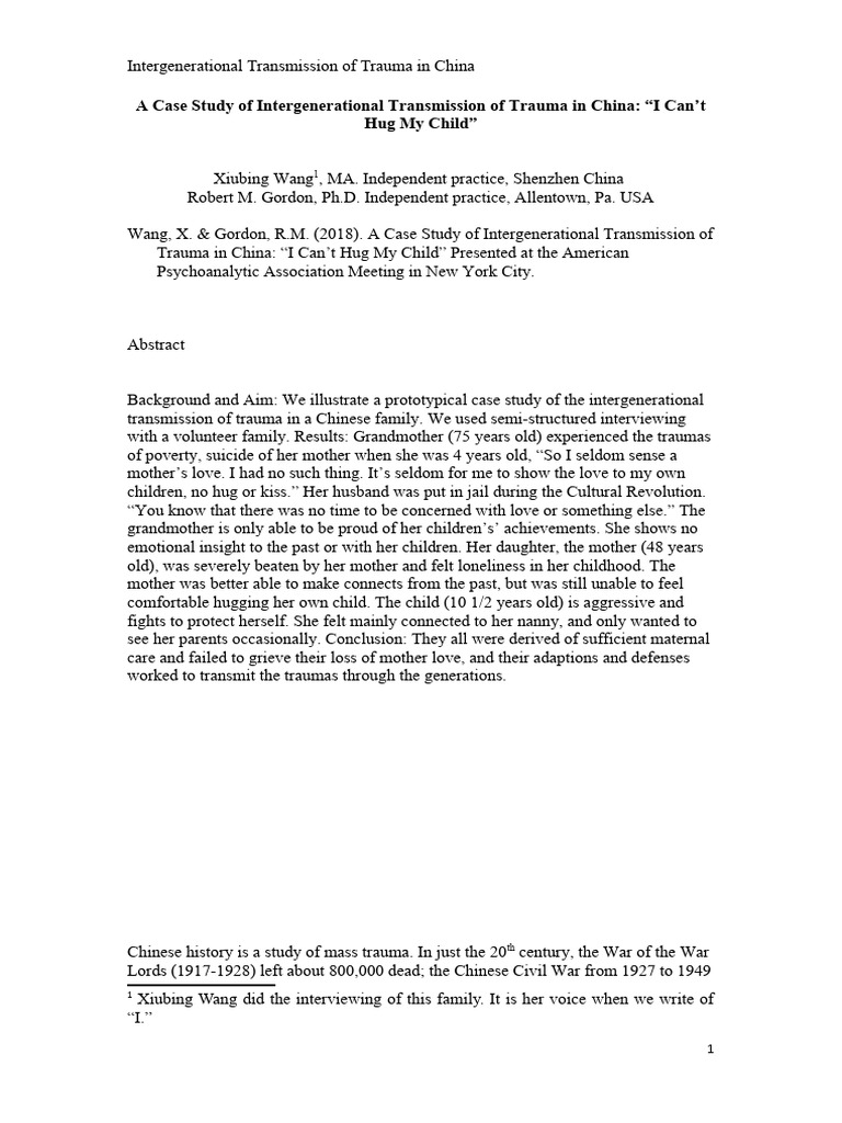 Intergeneration Al Trauma in China | PDF | Attachment Theory ...