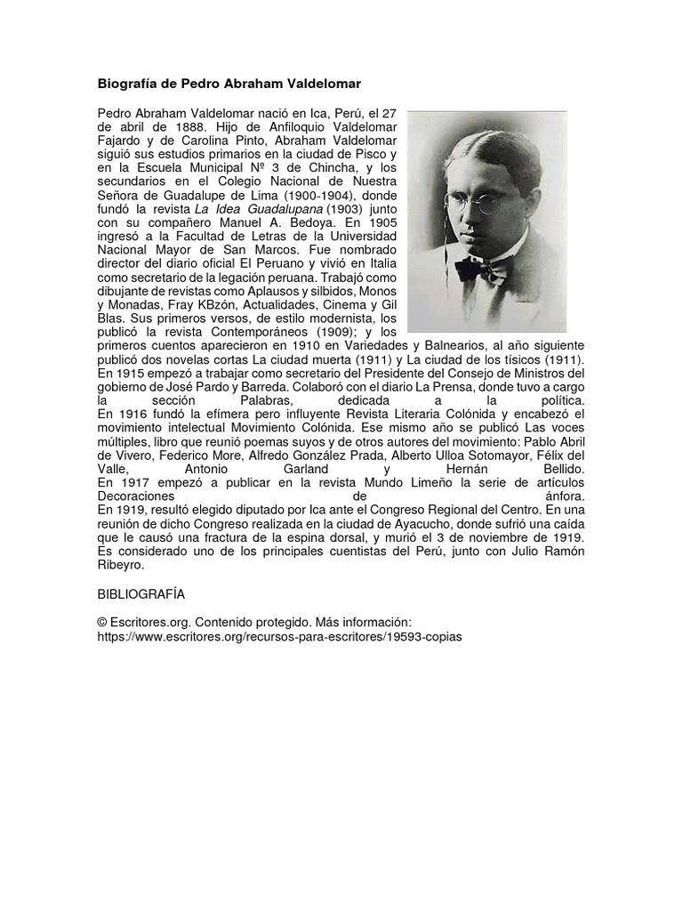 Biografía de Pedro Abraham Valdelomar | PDF | Perú