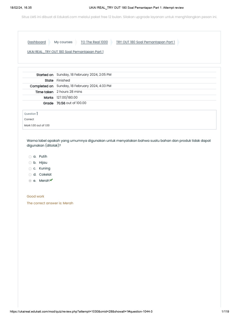 UKAI REAL_TRY OUT 180 Soal Pemantapan Part 1_ Attempt review | PDF UKAI REAL_TRY OUT 180 Soal Pemantapan Part 1_ Attempt review | PDF