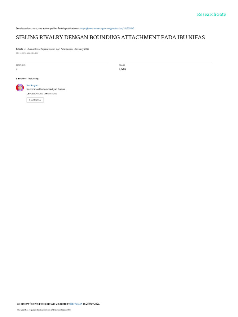 Sibling Rivalry Dengan Bounding Attachment Pada Ib | PDF