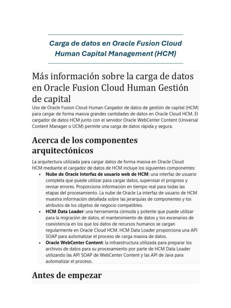 Carga de Datos en Oracle Fusion Cloud Human Capital Management (HCM ...