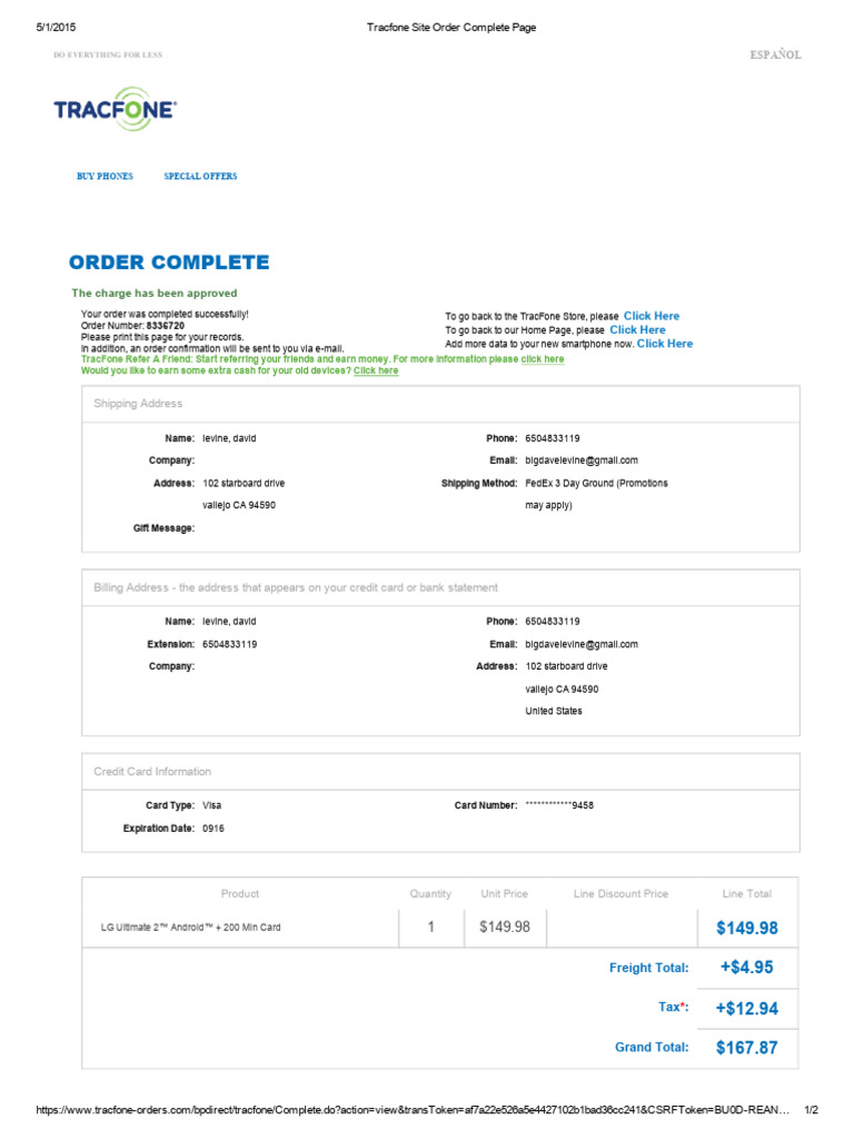 Trac Fone USMail Receipt | PDF | Credit Card | Service Industries