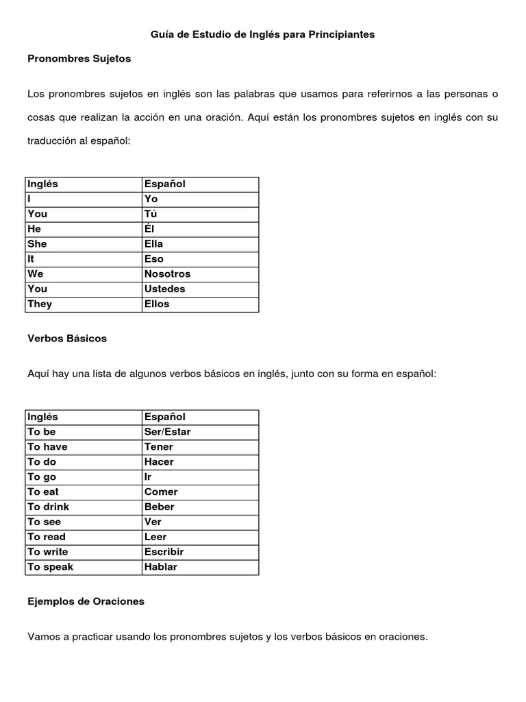 Guia de Estudio de Ingles para Principiantes | PDF | Verbo | Lingüística