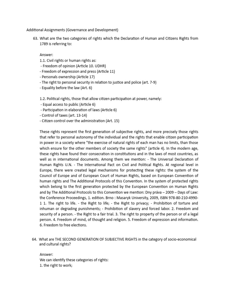 Assignments Part 5 and 6 Governance and Development | PDF | Human ...