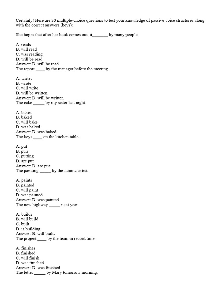 Passive - Modal | PDF | Multiple Choice