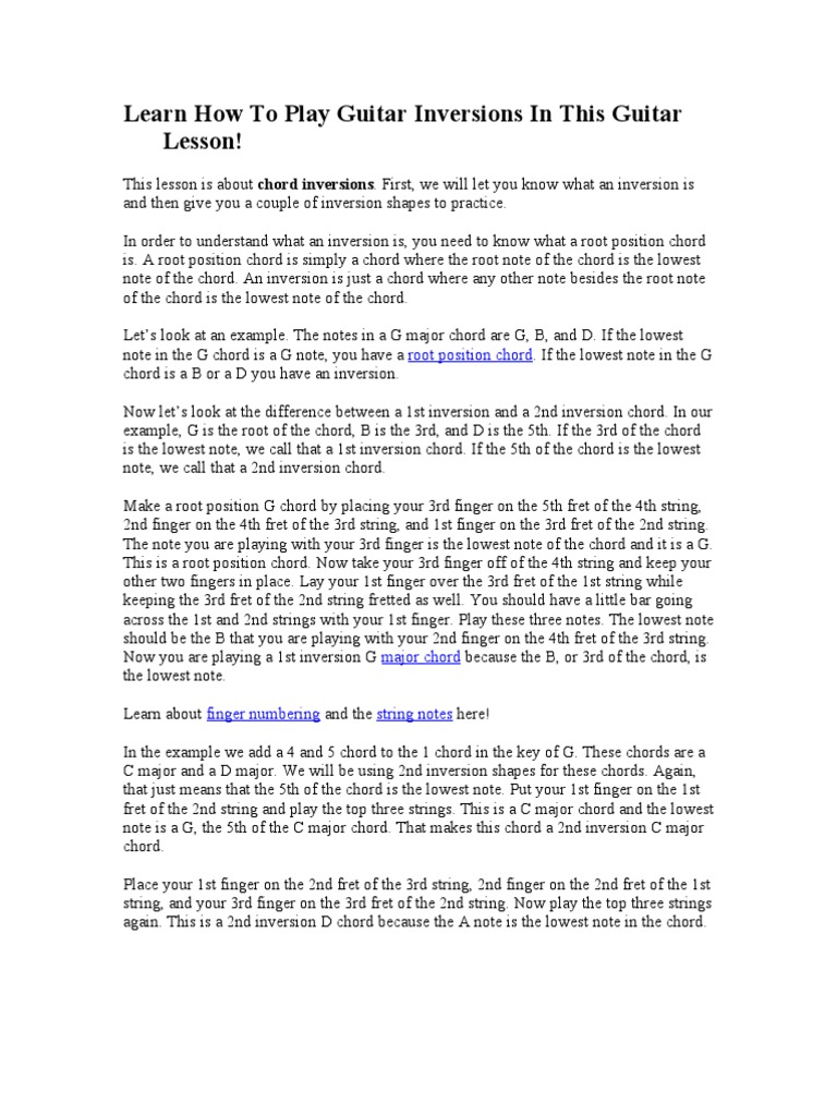 Learn How To Play Guitar in Versions in This Guitar Lesson | PDF ...