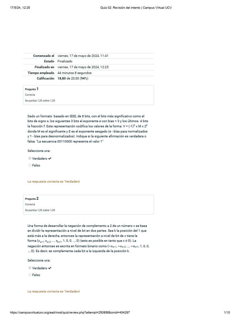 Quiz 02 - Revisión Del Intento - Campus Virtual UCV | PDF | Poco ... Quiz 02 - Revisión Del Intento - Campus Virtual UCV | PDF | Poco ...