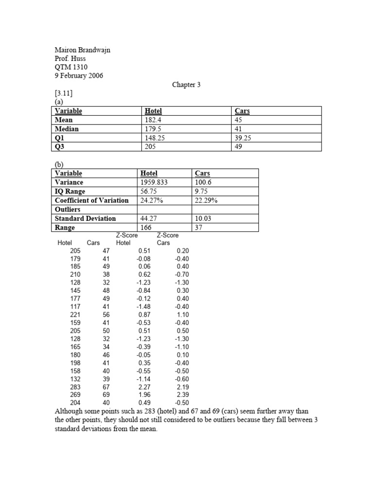 Ch. 3 HW | PDF | Standard Score | Standard Deviation