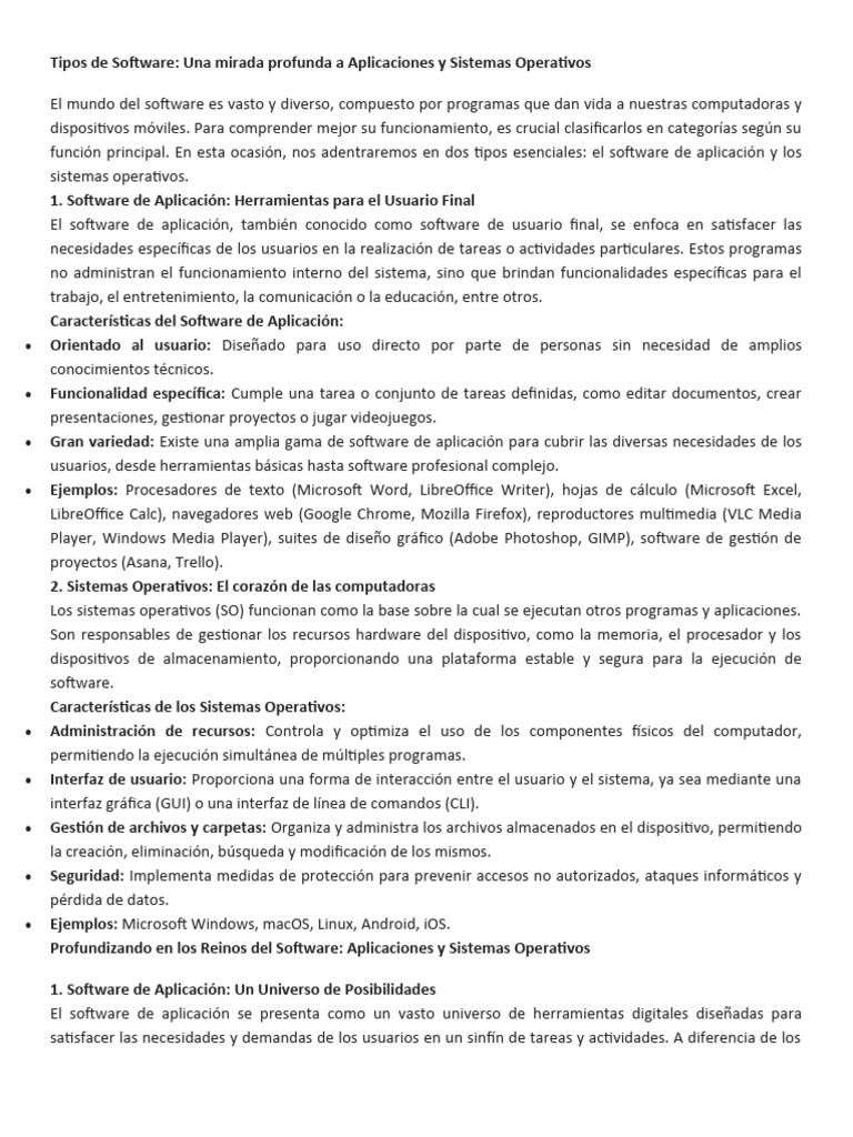 Tipos De Software Pdf Software De La Aplicacion Sistema Operativo 2190