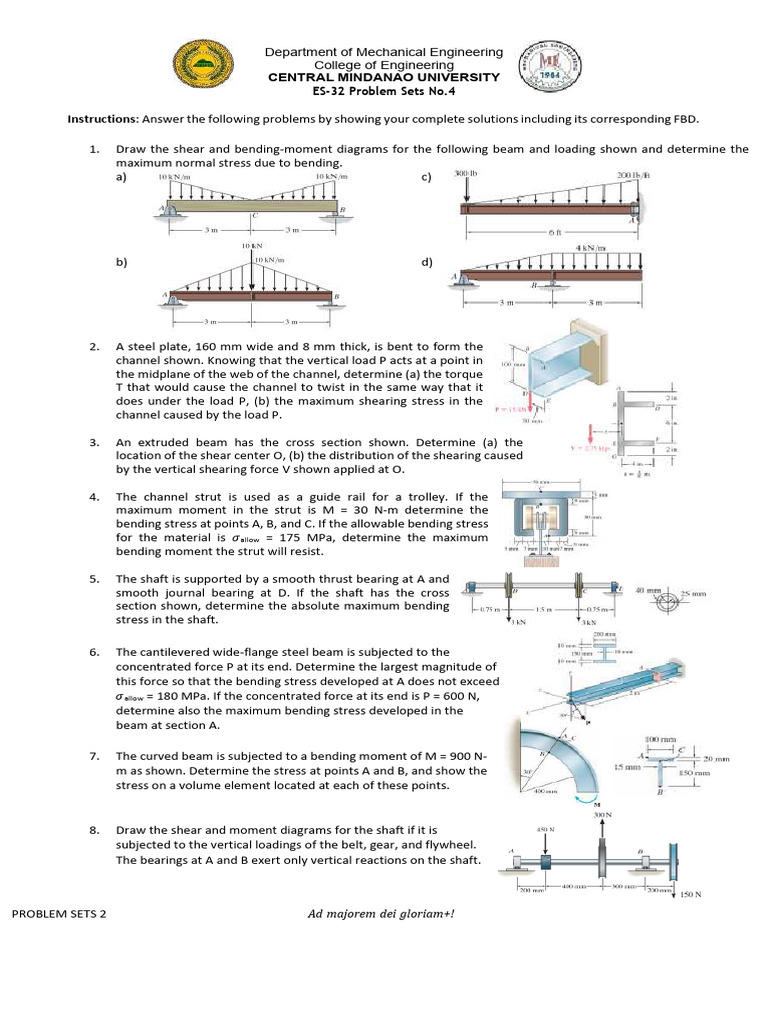 Problem Sets No.4 | PDF | Bending | Stress (Mechanics)