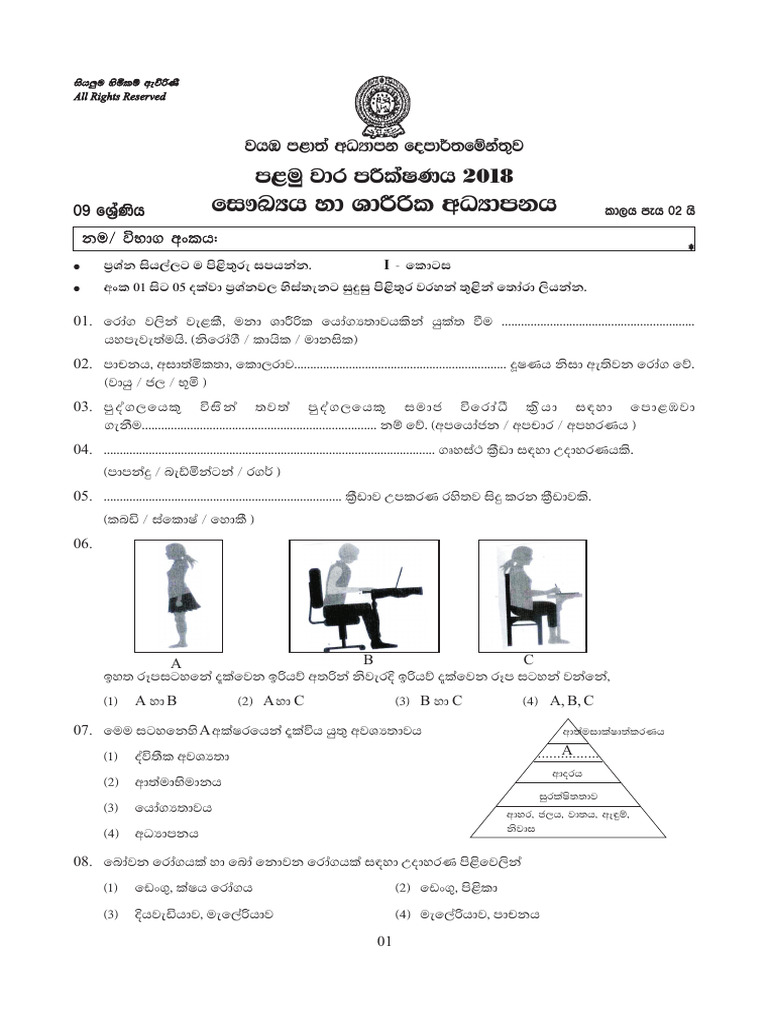 Grade 9 Health 1st Term Test Papers | PDF | Wellness | Science ...