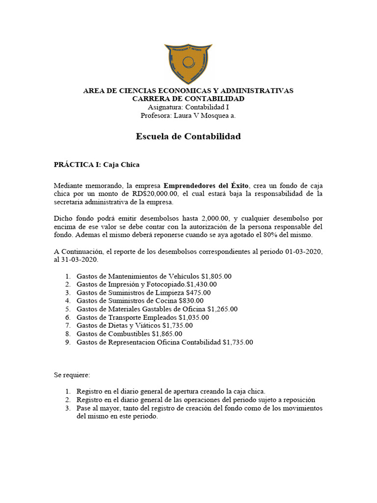 Practica I-Caja Chica | PDF | Negocios