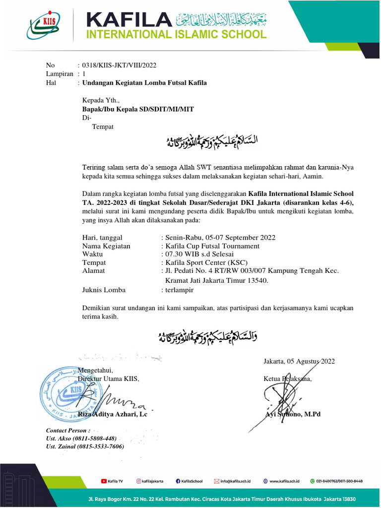 0318-Surat Undangan Dan Juknis Lomba Futsal KIIS | PDF 0318-Surat Undangan Dan Juknis Lomba Futsal KIIS | PDF