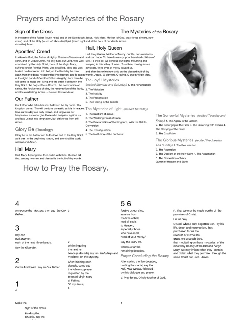 Rosary Prayers and Mysteries Guide | PDF | Rosary | Lord's Prayer