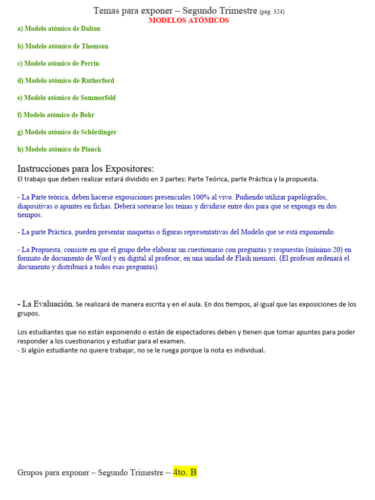 Temas para Exponer - Segundo Trimestre - Instrucciones | PDF | Física ...