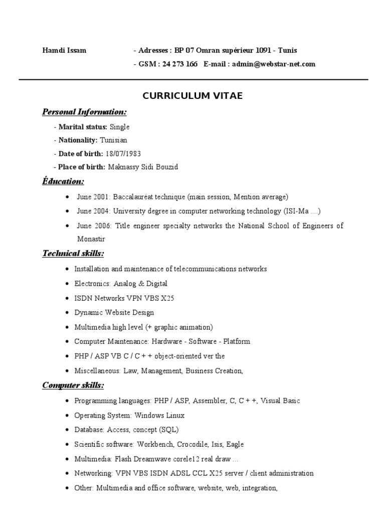 Curriculum Vitae Issam Hamdi Eng | PDF | Joomla | Public Key Certificate