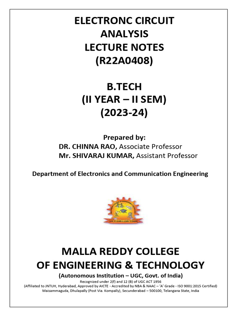 Eca Digital Notes Final 2023-24 | PDF | Amplifier | Electrical Impedance