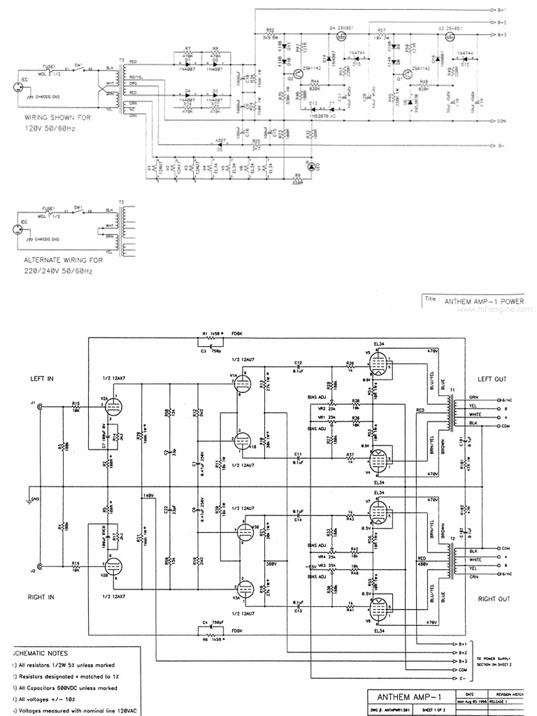Hfe Anthem Amp 1 Schematic | PDF