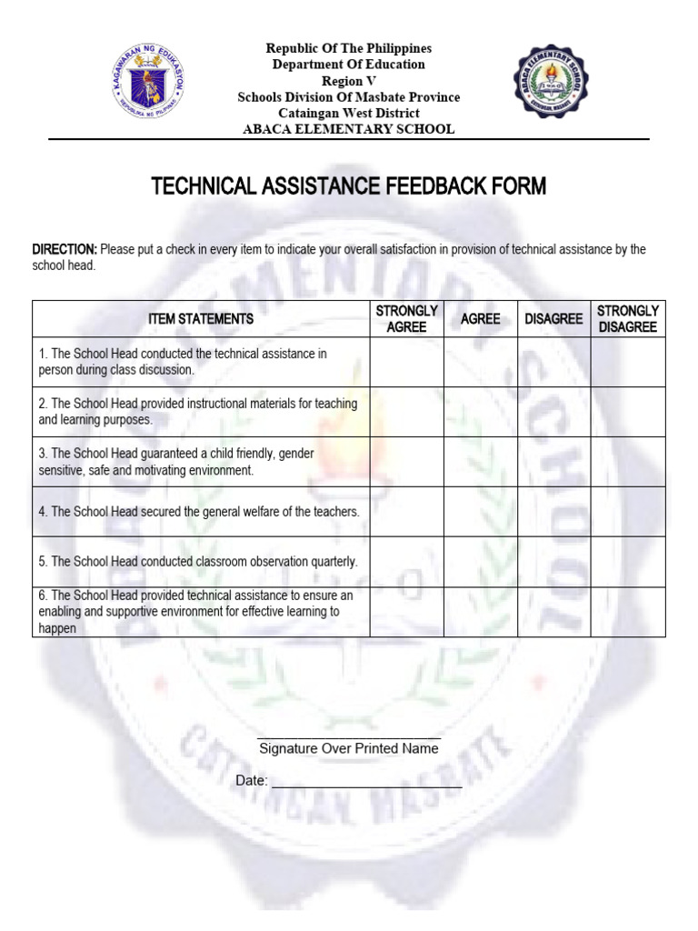 TECHNICAL-ASSISTANCE-FEEDBACK-FORM | PDF