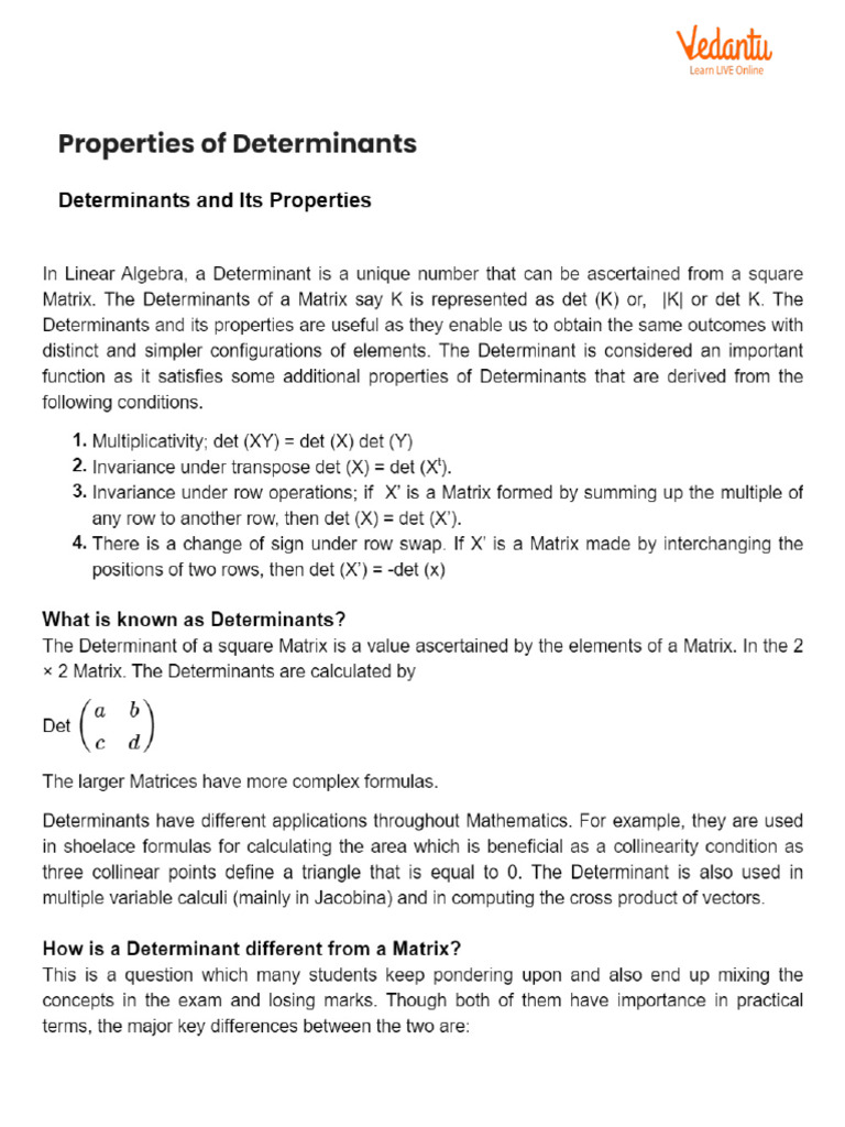 Properties of Determinants | PDF