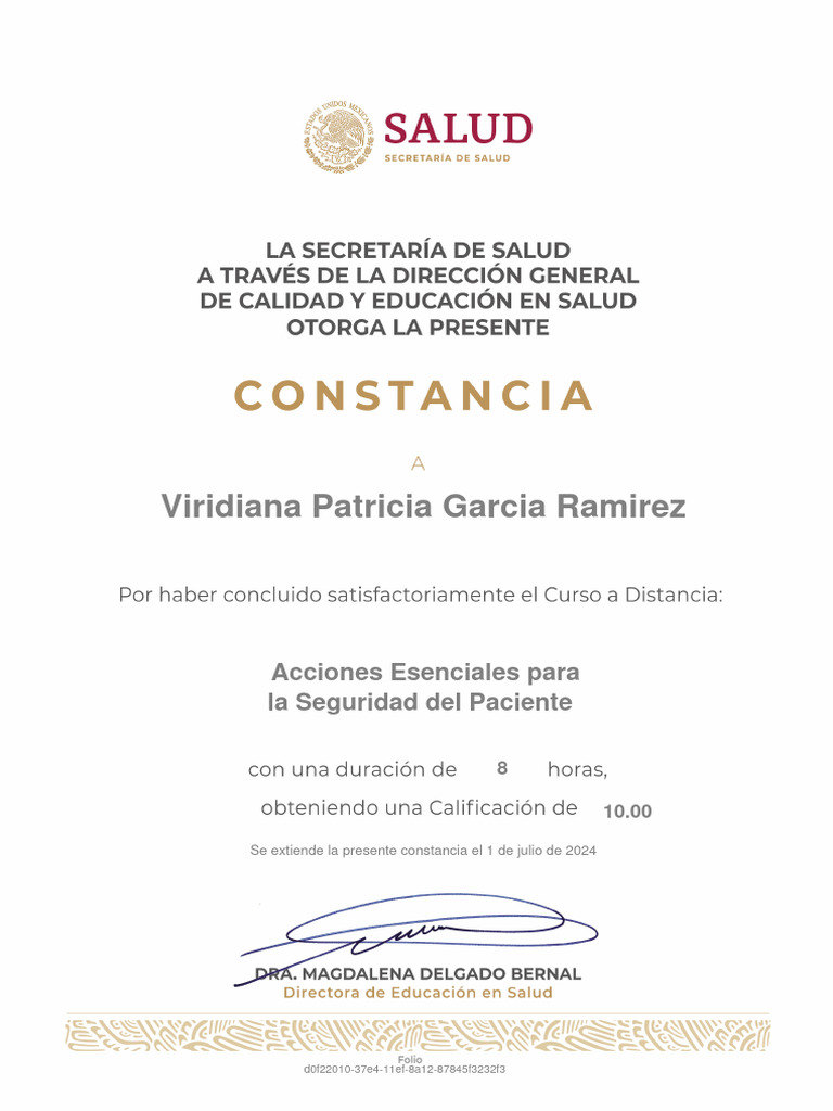 Acciones Escenciales para La Seguridad Del Paciente | PDF Acciones Escenciales para La Seguridad Del Paciente | PDF