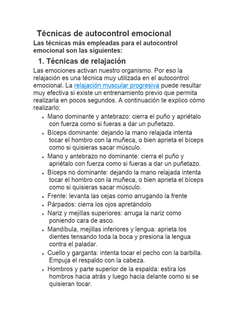 Técnicas de Autocontrol Emocional | PDF | Las emociones | Empatía