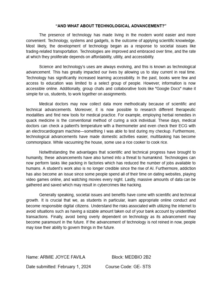 And What About Technological Advancement? | PDF