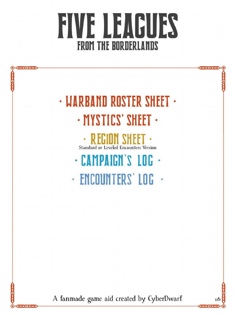 5L Fan Made Sheets V1.6 | PDF