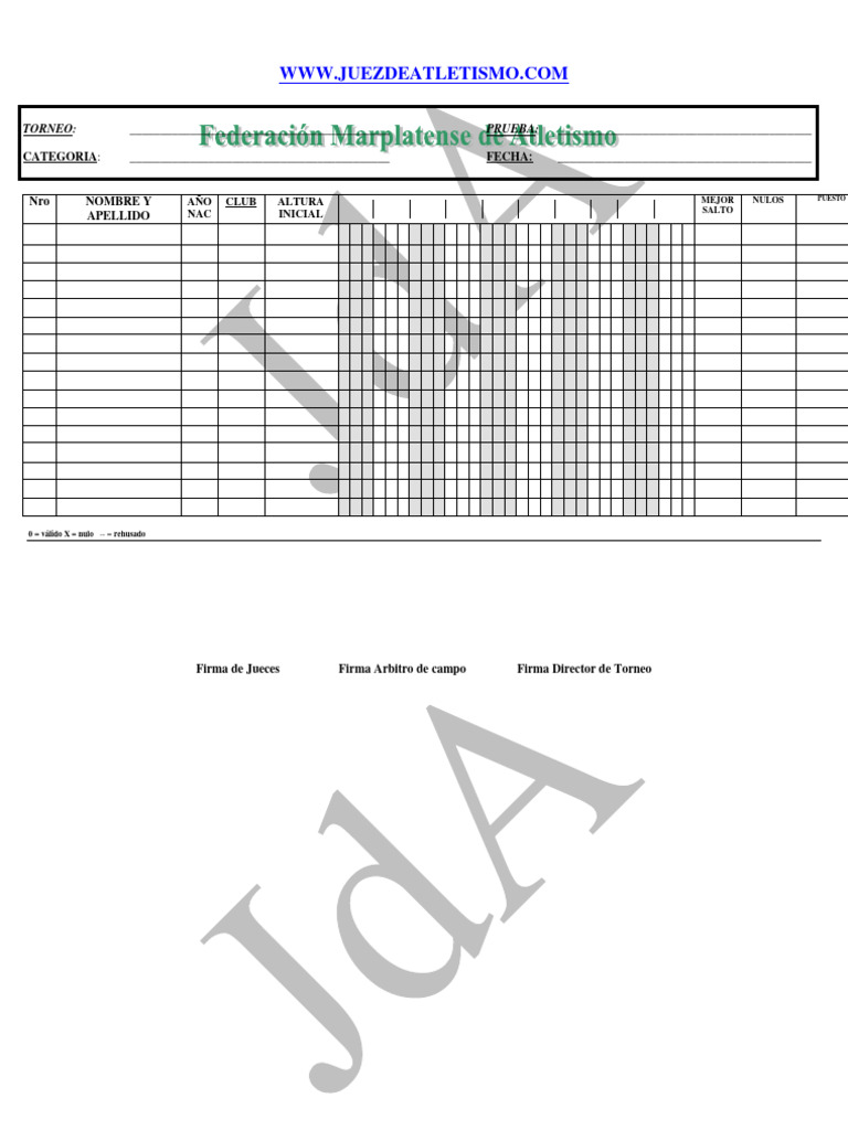 Planilla Saltos Verticales Jda | PDF